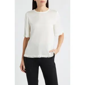 Kobi Halperin Sequin Trim Silk Top - Ivory
