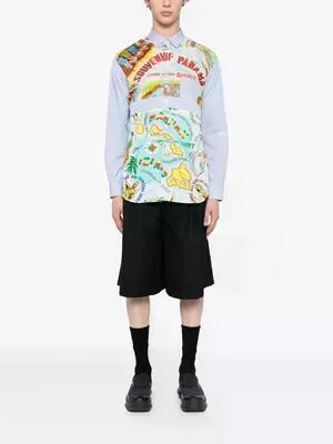 Comme Des Garçons Colour-block Striped Shirt - Blue