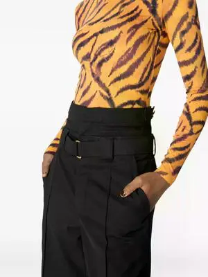 MARINE SERRE Tiger Print Long Sleeve High Neck Top - Orange