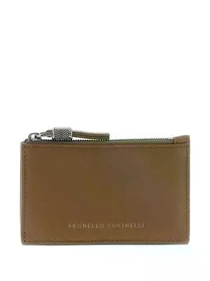 Brunello Cucinelli Embossed-logo Zipper Card Holder - Brown
