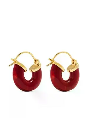 Anni Lu Gold Hoop Resin Earrings - Red