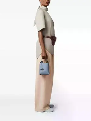 TOD'S T-logo Leather Bucket Bag - Blue