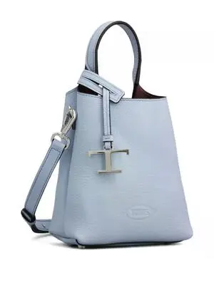 TOD'S T-logo Leather Bucket Bag - Blue