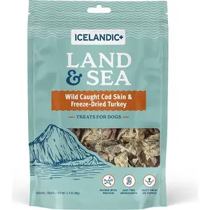 ICELANDIC+ Land & Sea Wild Caught Cod Skin & Freezedried Turkey 2.4oz Bag - Multicolored