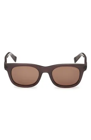 Zegna 54mm Geometric Sunglasses - Brown/brown Metal/roviex