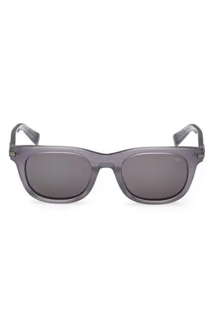 Zegna 54mm Geometric Sunglasses - Grey/matte Grey Metal/smoke