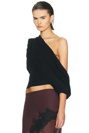 Christopher Esber Aiba Draped Jersey Tee - Black