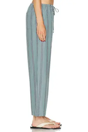 Donni. The Pop Striped Drawstring Pant - Sage