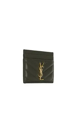 Saint Laurent Credit Card Case In Olive