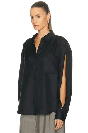 Alexander Wang Slashed Sleeve Button Up Shirt - Black