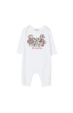 Burberry Thomas Bear Stretch Cotton Jumpsuit - White