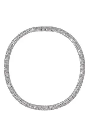 Nadri Crushed Pavé Dome Collar Necklace - Rhodium