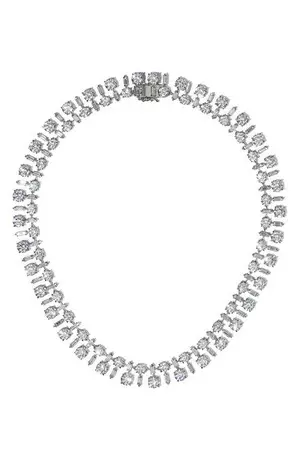 Nadri Stellar Bold Cubic Zirconia Collar Necklace - Rhodium