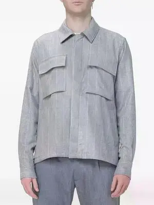 Eleventy Striped Pocket Shirt - Grey