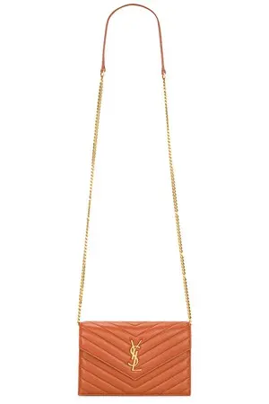 Saint Laurent Envelope Wallet On Chain Bag In Orange - Dark Mandarin