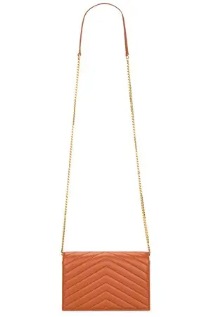 Saint Laurent Envelope Wallet On Chain Bag In Orange