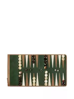 HECTOR SAXE Leather Travel Backgammon - Green