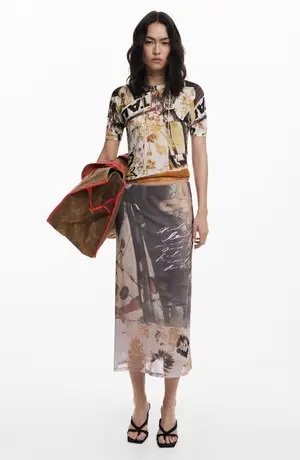 Desigual Printed Midi Skirt