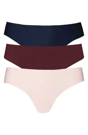 Commando Butter Assorted 3-pack Thongs - Navy/burgundy Multi