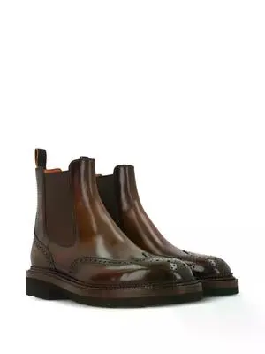 Santoni Brogue Detail Chelsea Boots