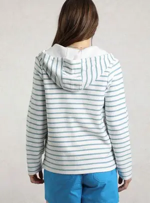 WEIRD FISH Striped Full Zip Hoodie