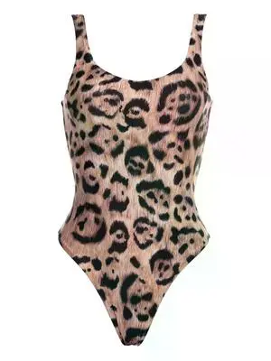 Agua Bendita Leopard Print One Piece Swimsuit - Neutrals