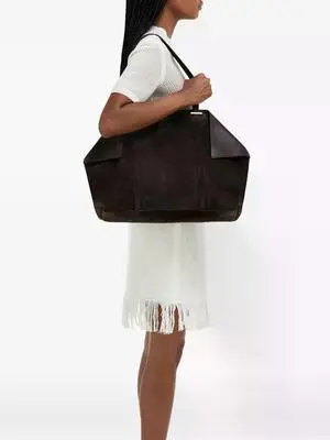 FERRAGAMO Suede Shoulder Bag With Logo Detail - Brown