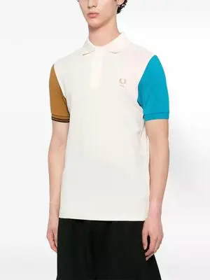 Comme Des Garçons X Fred Perry Colour-block Short-sleeve Polo Shirt - Blue