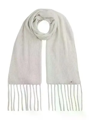 Tommy Hilfiger Logo-plaque Fringed Scarf - Neutrals