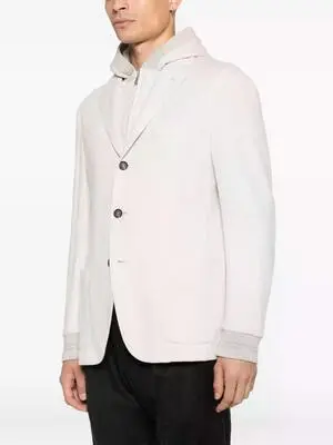 Eleventy Hooded Button Blazer - Neutrals