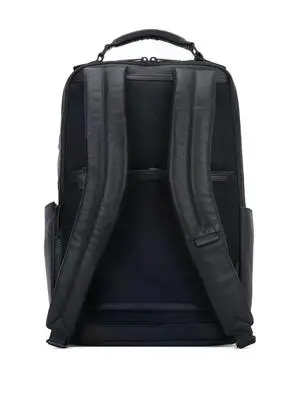 PIQUADRO Leather Backpack With Embossed Logo - Black