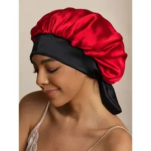 SILKSILKY Silk Bonnet With Long Ribbons - Wine