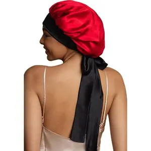 SILKSILKY Silk Bonnet With Long Ribbons - Wine