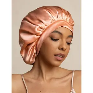 SILKSILKY Mulberry Silk Sleep Cap With Tie Detail - Coralpink