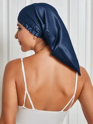 SILKSILKY Pure Silk Elasticated Bonnet - Darkblue