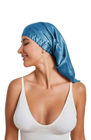 SILKSILKY Pure Silk Elasticated Bonnet - Teal
