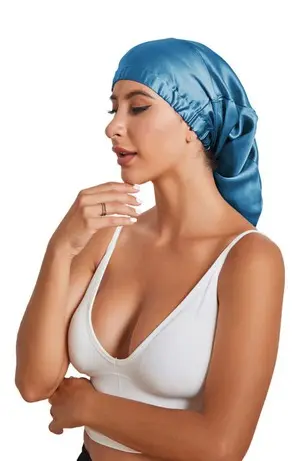 SILKSILKY Pure Silk Elasticated Bonnet - Teal
