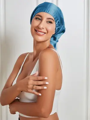 SILKSILKY Pure Silk Elasticated Bonnet - Teal