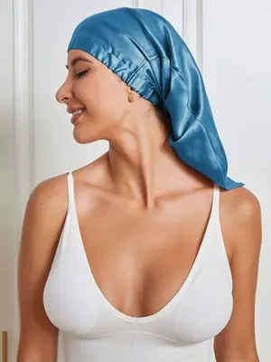 SILKSILKY Pure Silk Elasticated Bonnet - Teal