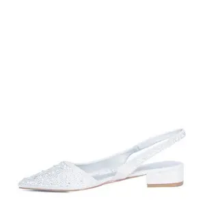 LAUREN LORRAINE Joy Rhinestone Embellished Slingback Flats - Silver