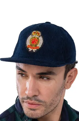 MEMBERS ONLY Corduroy Baseball Cap With Crest - Navy