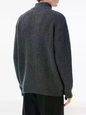 Colorful Standard Half-zip Ribbed Knit Sweater - Grey