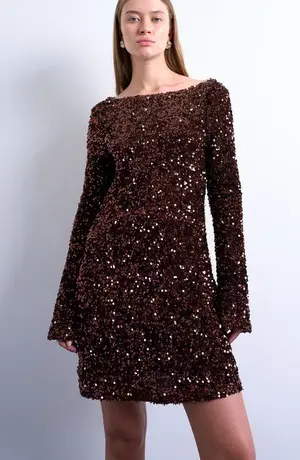 Topshop Sequin Cowl Back Mini Dress