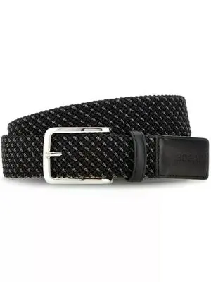 Hogan Leather-trim Woven Belt - Black