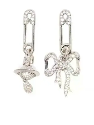 VIVIENNE WESTWOOD Pin Bow Embellished Earrings - Silver