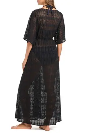 BLEU BY ROD BEATTIE Open Stitch Cover Up Caftan - Black