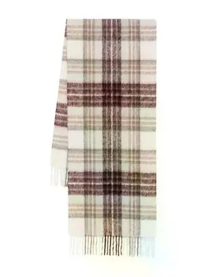 Eleventy Plaid Fringed Scarf - Neutrals