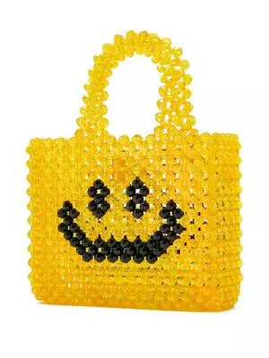 BAD AT MATH Beaded Smiley-face Tote Bag