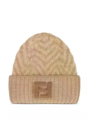 Fendi Chevron Ff Beanie - Neutrals