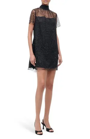 Staud Ilana Beaded Tulle Minidress